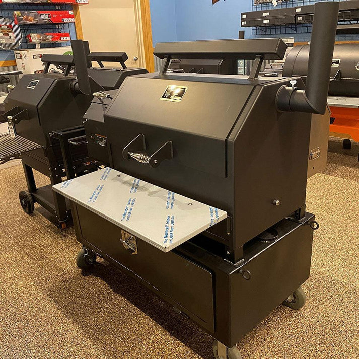 Yoder YS640S with Custom KZL Cart - Indigo Pool Patio BBQ